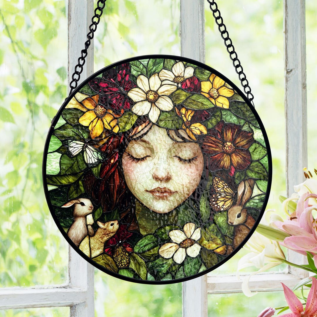 Mother Earth Goddess Stained Glass Suncatcher, for Gardener Mom ...
