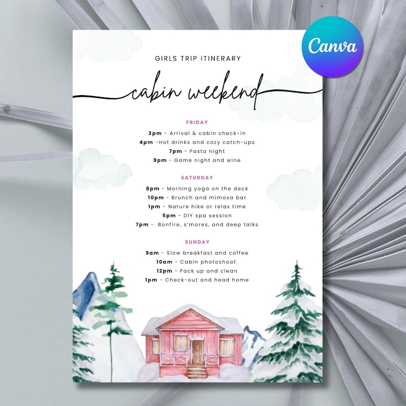 Editable Girls Trip Itinerary – Birthday Trip Itinerary - Vacation ...