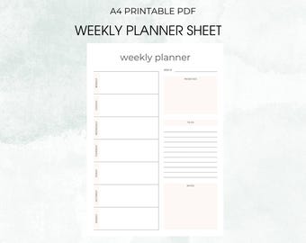 Weekly Planner | A4 Printable - Etsy