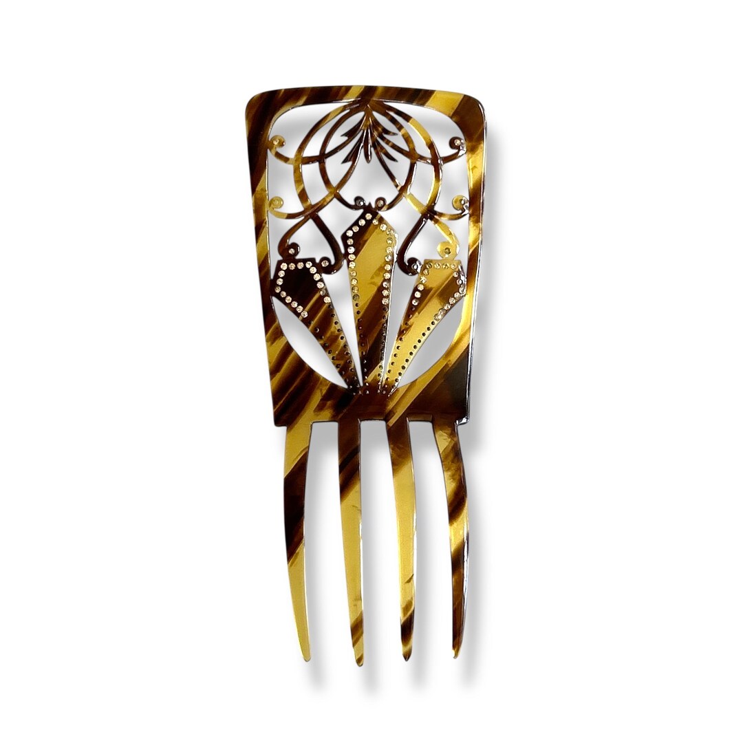 Antique Asymmetric Celluloid Fancy Tall Mantilla Style Hair Comb With ...