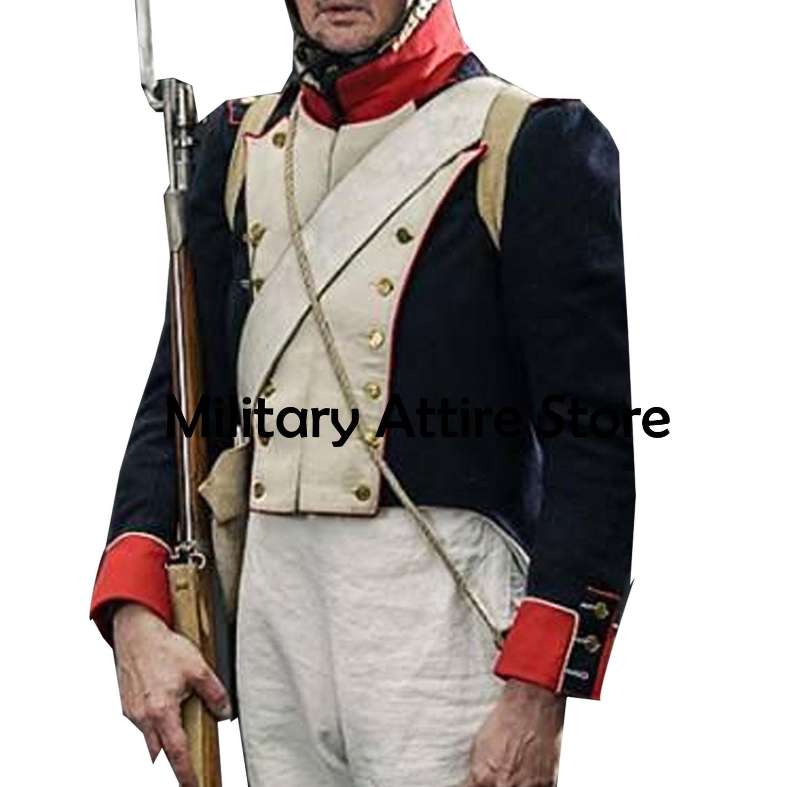 French Napoleonic Grenadier Uniform: Navy Blue Wool Coat, Historical ...