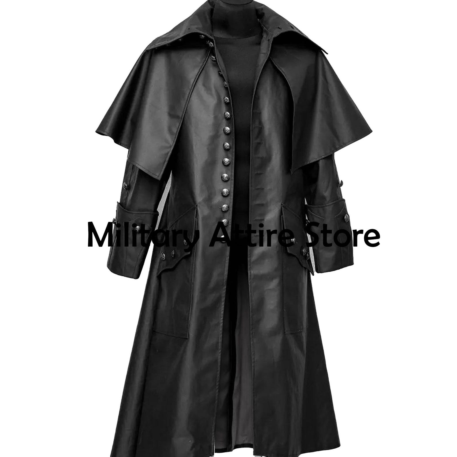 Victorian Gothic Jacket, Steampunk Costume Coat, Black Wool Highwayman ...