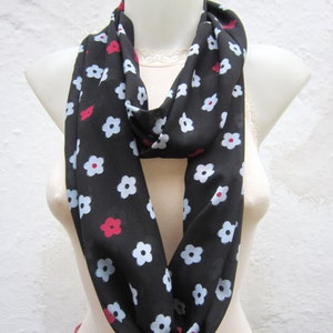 Circle Scarf Black Red Floral Infinity Scarf Loop Scarf - Etsy