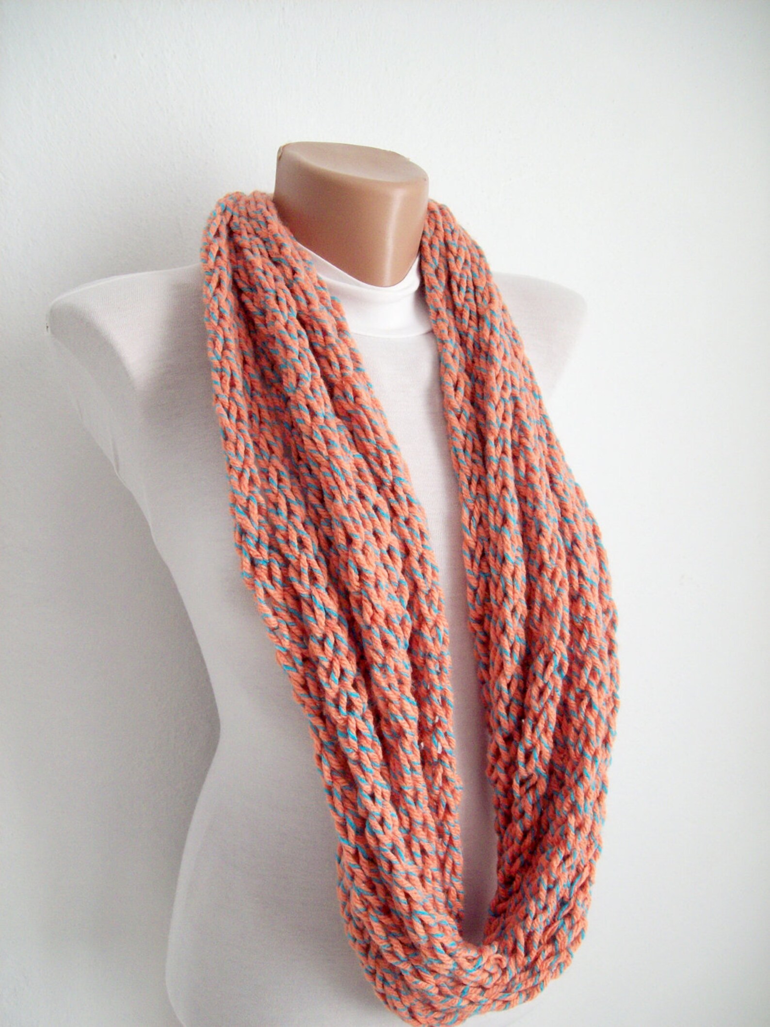 Knit Finger Scarf Chain Loop Scarf Chunky Infinity Scarf - Etsy