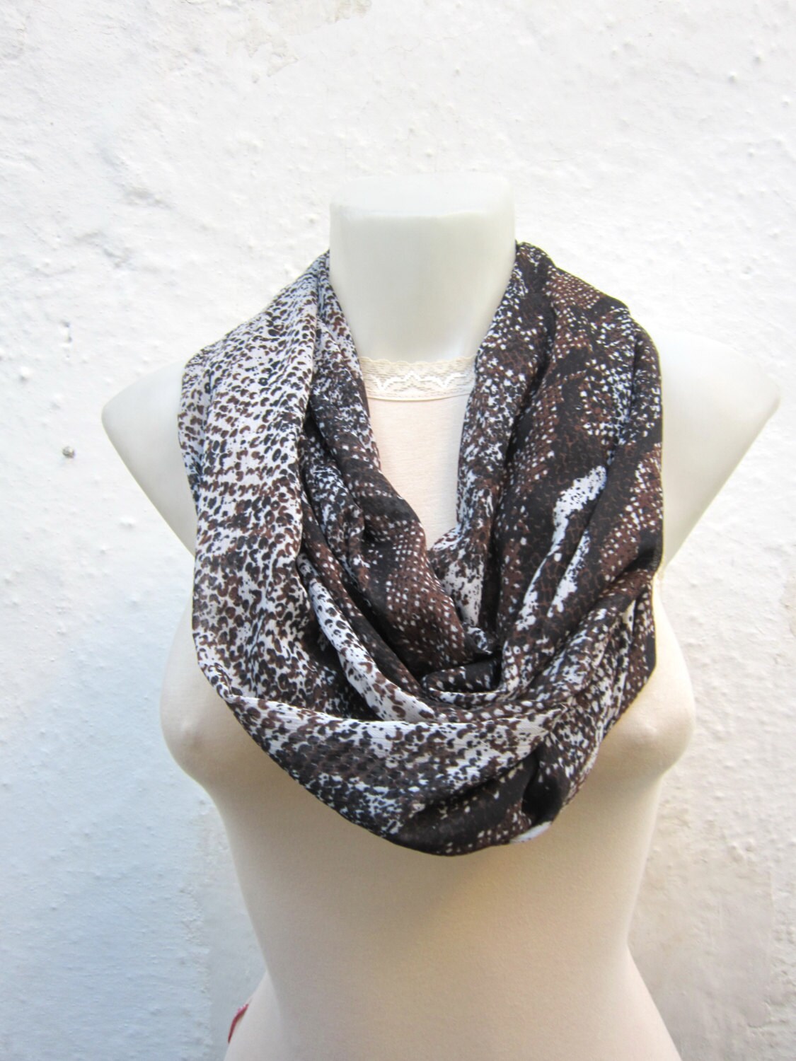 Snakeskin Infinity Scarf, Animal Print Loop Necklace Wrap, Chiffon ...