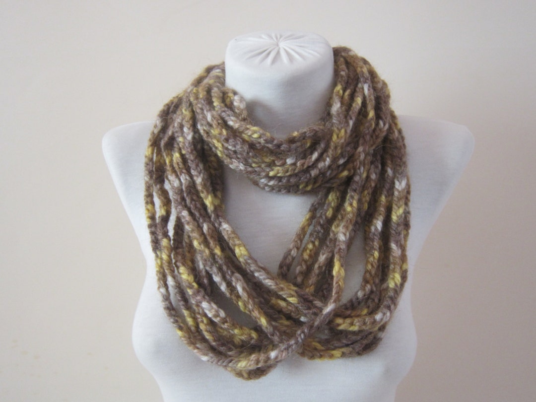 Chain Necklace Scarf, Crochet Infinity Scarf, Fiber Skinny Vegan Scarf ...