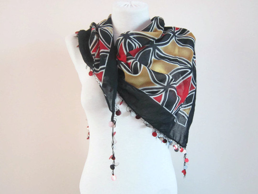Handmade Traditional Turkish Fabric Scarf, Crochet Scarves, Bandana ...
