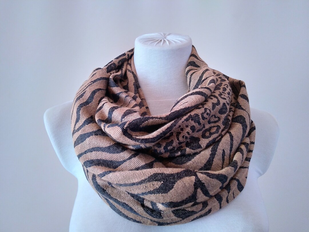 Safari Animal Print Infinity Scarf, Leopard Zebra Loop Scarf, Fall ...