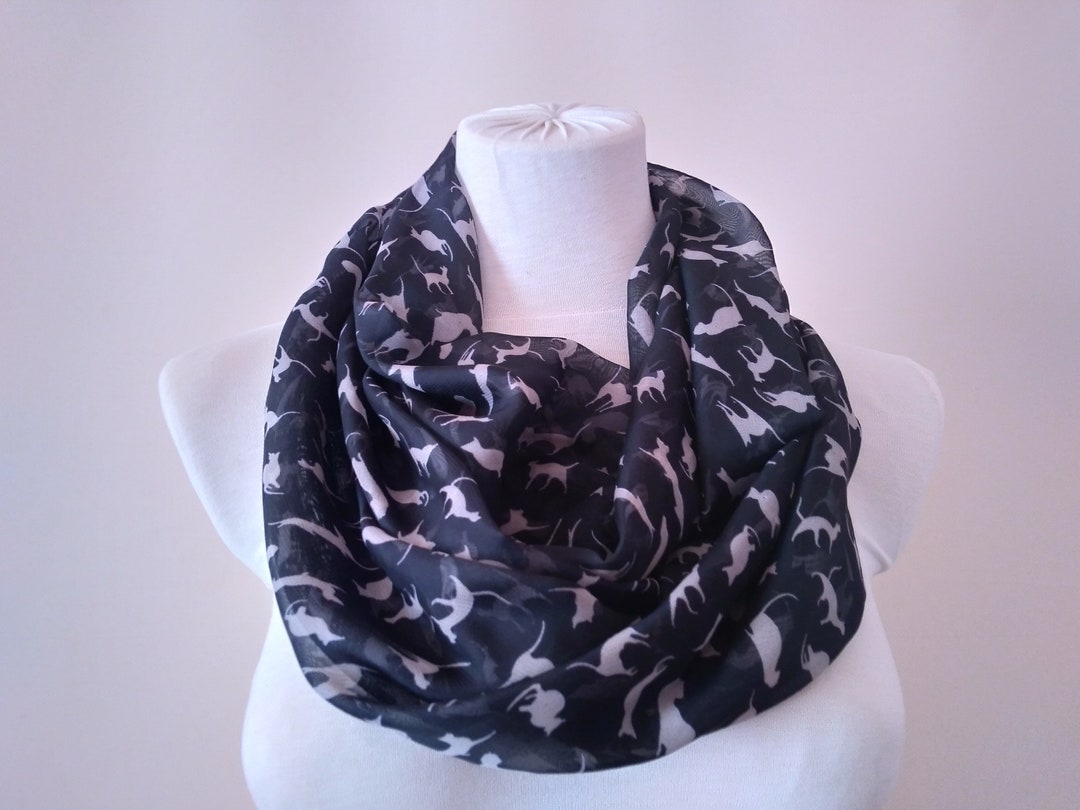 Cat Print Infinity Scarf, Fall Winter Loop Scarf, Animal Lover Gift ...