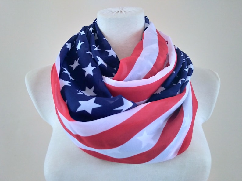 American Flag Chiffon Scarf, July 4th Lightweight Neck Wrap, Patriotic ...