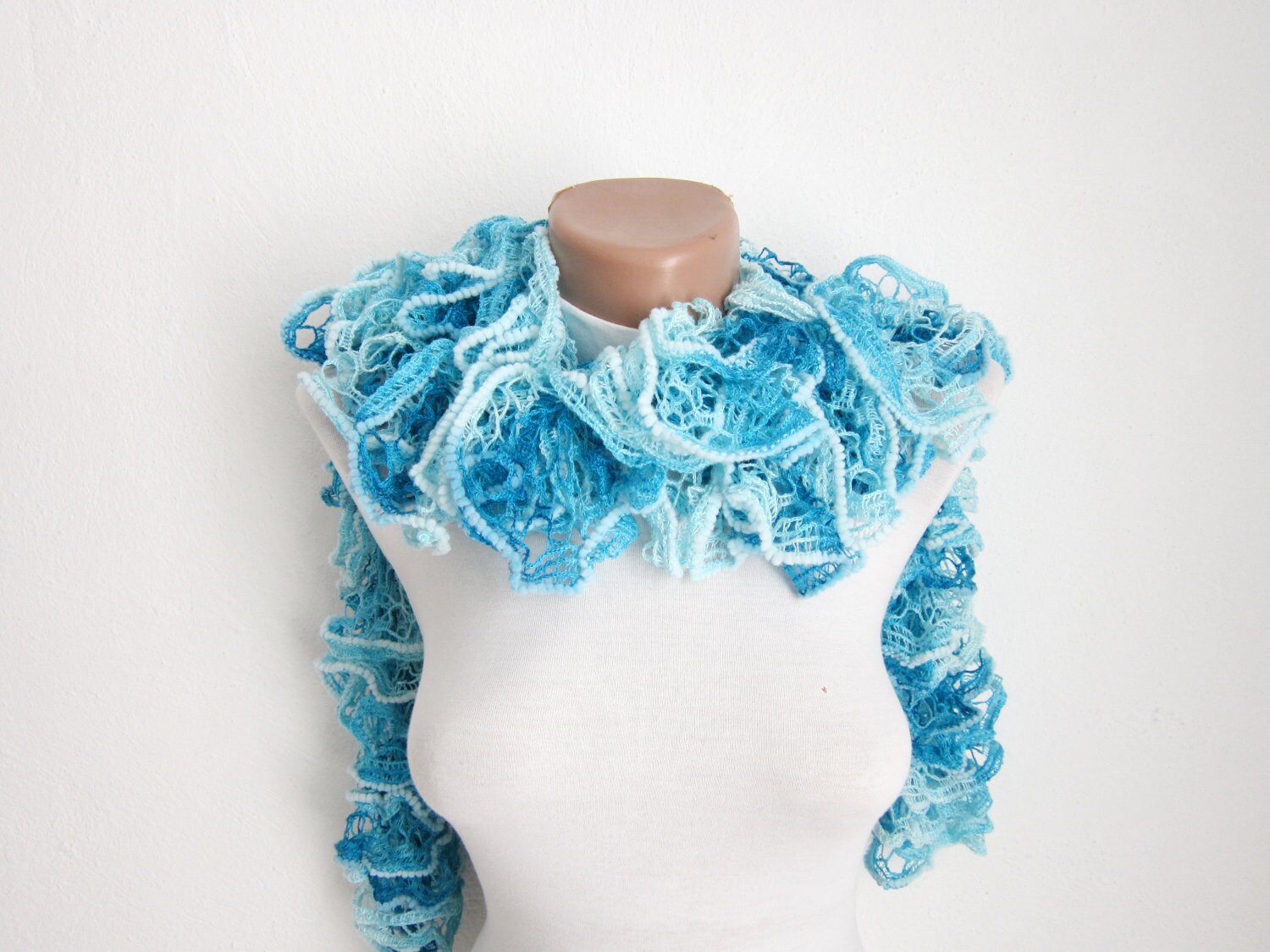 Ruffle Scarf, Knit Scarf, Frilly Scarf, Salsa Scarf, Gift for Women - Etsy