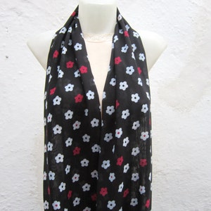 Circle Scarf Black Red Floral Infinity Scarf Loop Scarf - Etsy