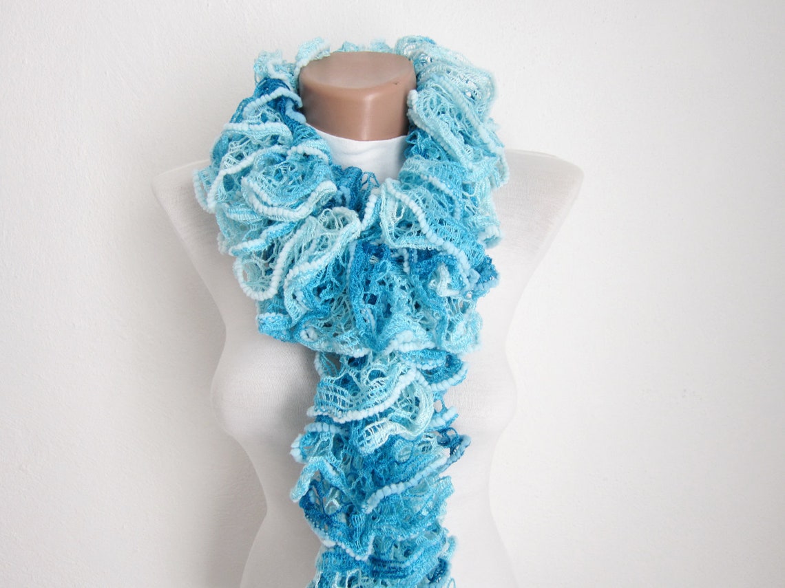 Ruffle Scarf, Knit Scarf, Frilly Scarf, Salsa Scarf, Gift for Women - Etsy