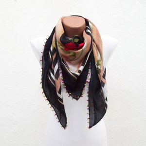 Turkish Oya Crochet Scarf, Handmade Crocheted Yazma, Head Accessories ...