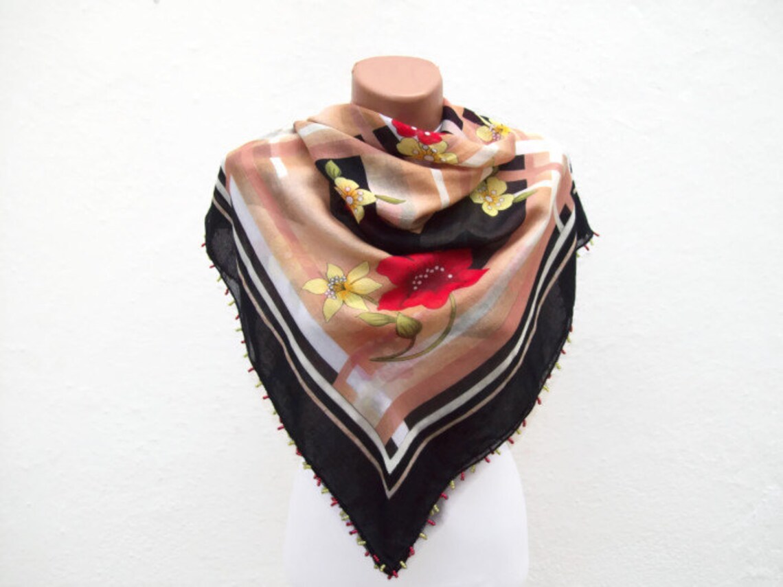 Turkish Oya Crochet Scarf, Handmade Crocheted Yazma, Head Accessories ...