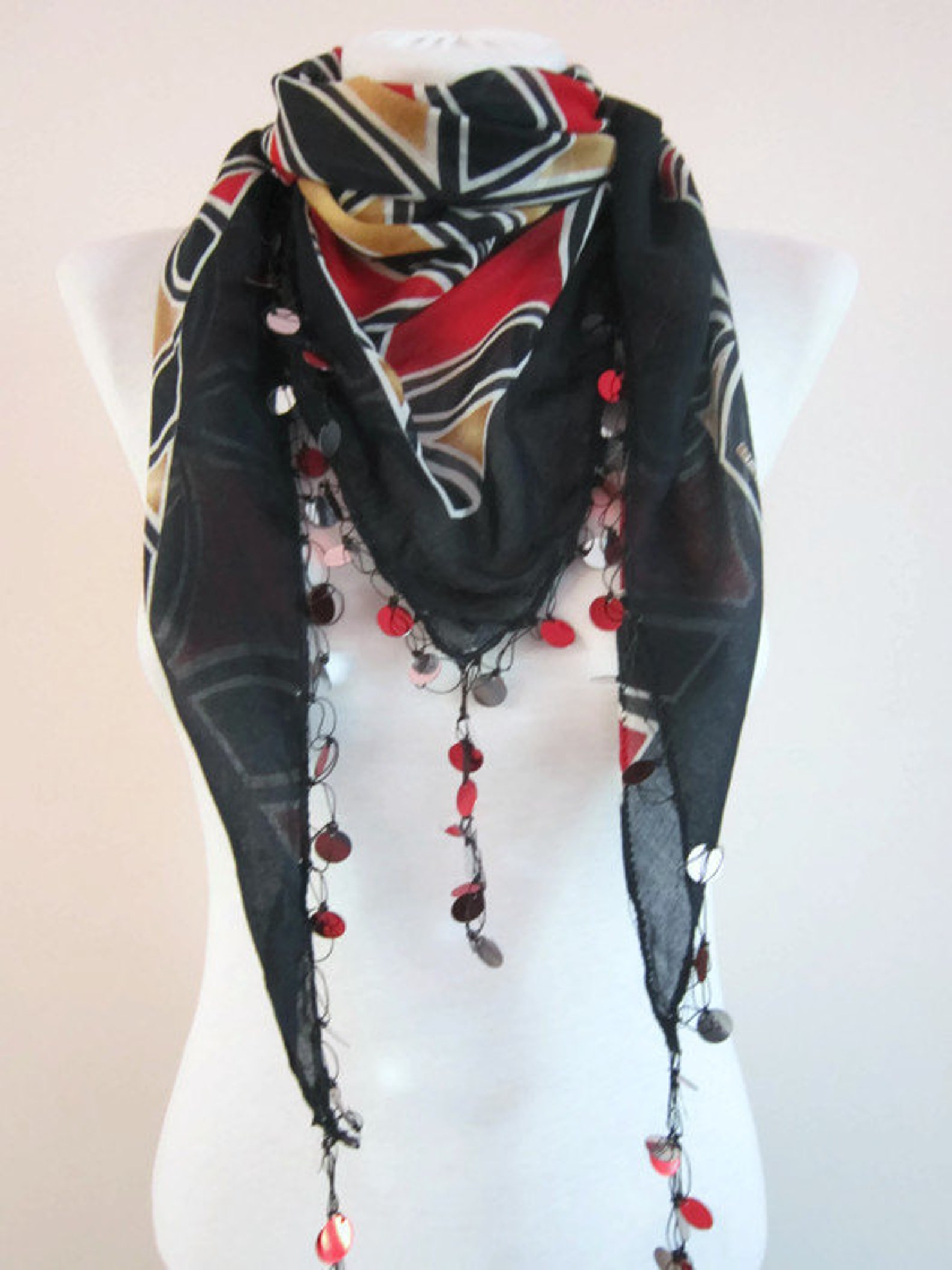 Handmade Traditional Turkish Fabric Scarf, Crochet Scarves, Bandana ...