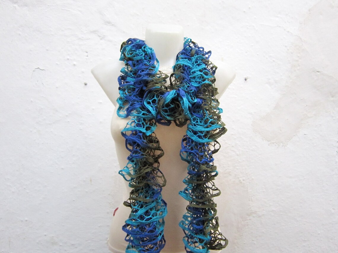 Women Knit Scarf, Frilly Scarves, Knitting Ruffle, Sashay Accessories ...