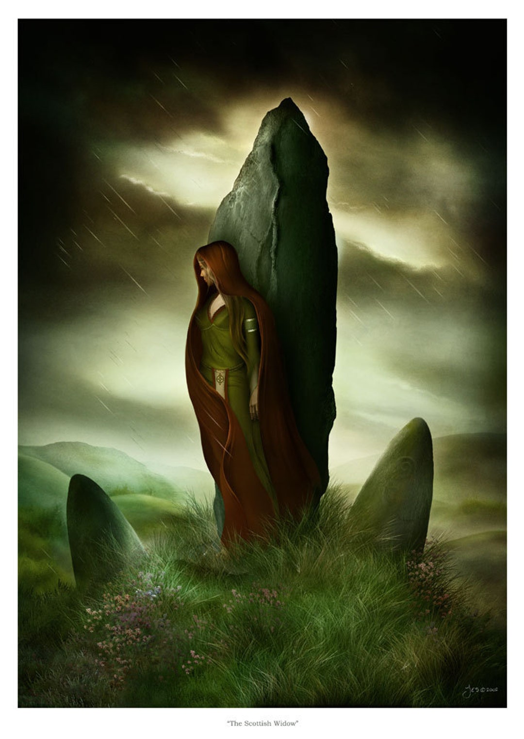 Art Print the Scottish Widow Standing Stone A3 11.7x16.5 - Etsy