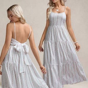 Backless Summer Sewing Pattern – Back Tie Maxi Dress, Sleeveless Bow ...