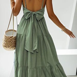 Back Tie Maxi Dress Sewing Pattern , Sleeveless Bow Back Dress ...