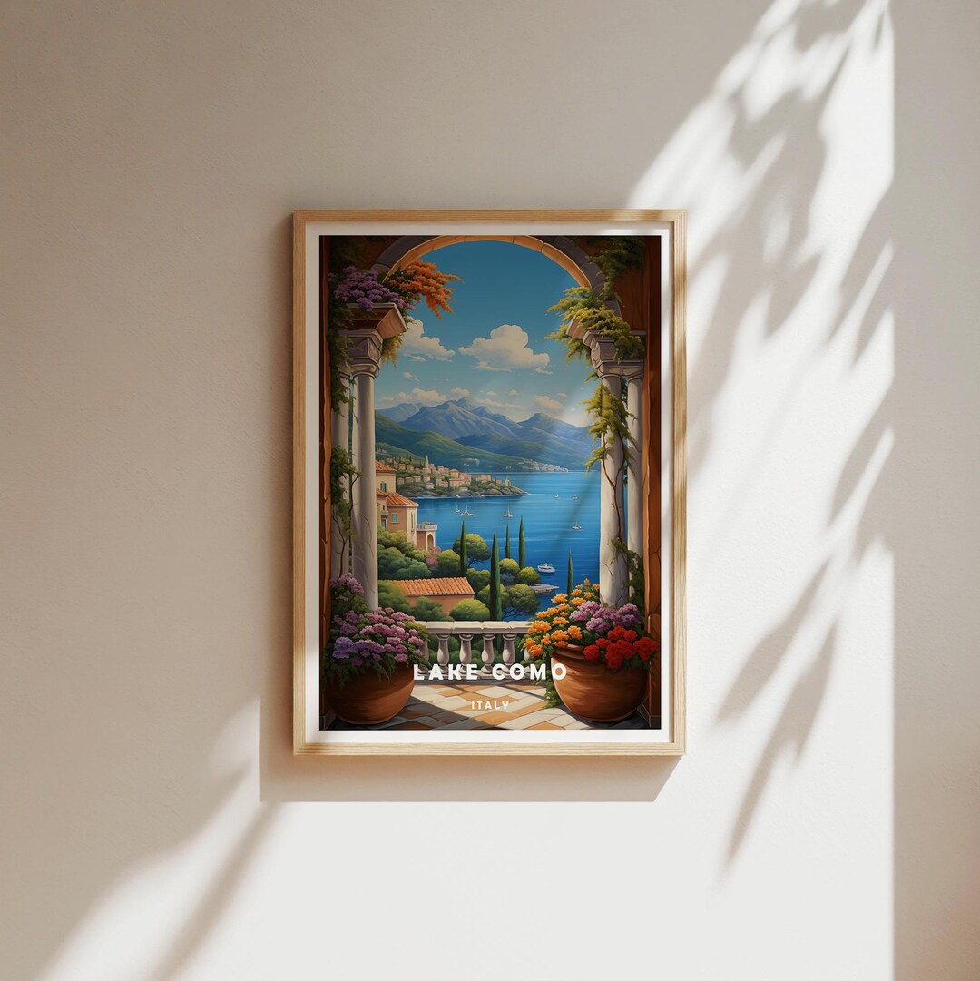 Lake Como Travel Poster – Italy Wall Art Print, Balcony View ...