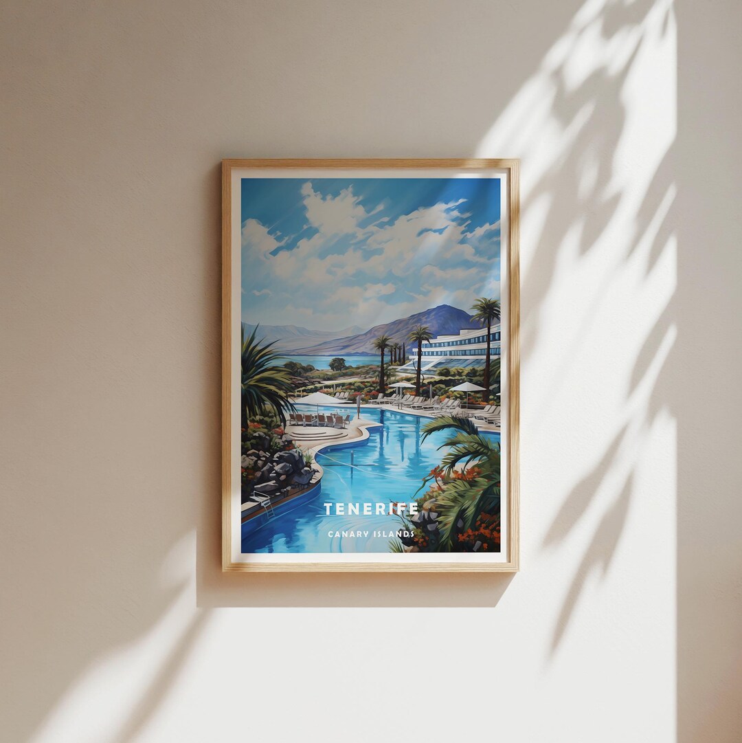 Tenerife Travel Poster - Canary Islands Wall Art Print, Spain Coastal ...