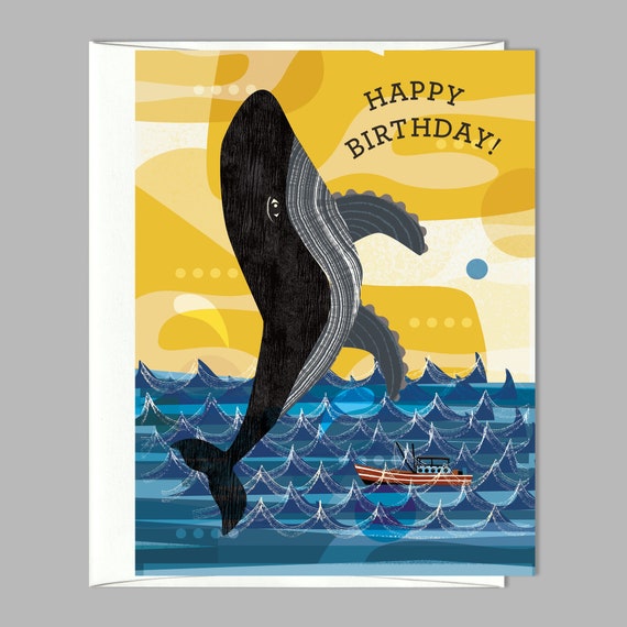 Happy Whale Happy Birthday Greeting Card | Etsy