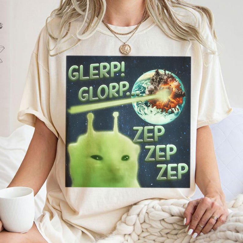 Glerp Glorp Funny Alien Cat Cat Meme Png, Gift for Woman and Man ...