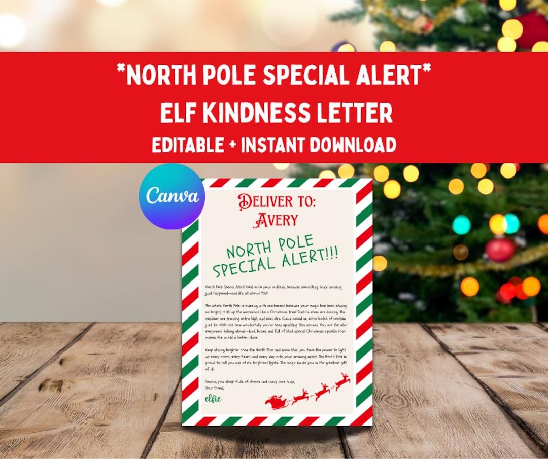 Kindness Elf Letter: North Pole Special Alert (canva Template) - Etsy
