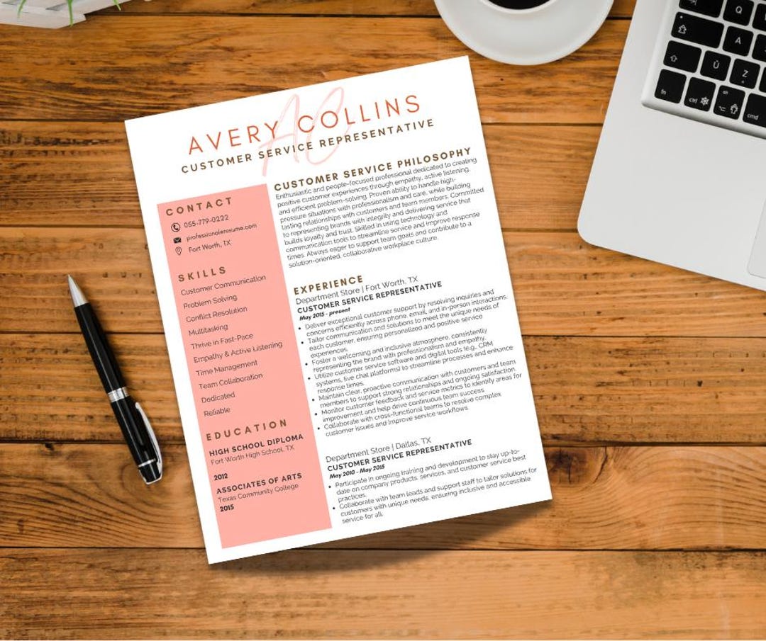 Customer Service Resume Template – Canva Editable, Ats-optimized ...