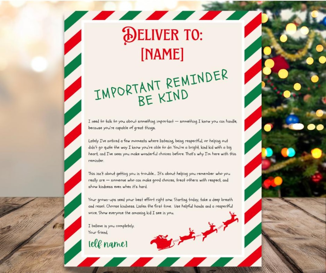 Elf Behavior Correction Letter: Editable Canva Template (digital ...