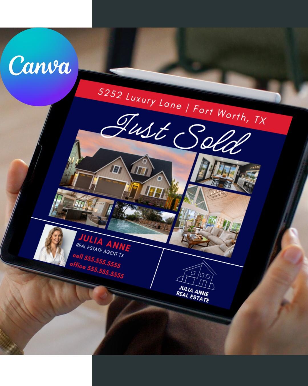 Just Sold Real Estate Canva Template – Social Media Post for Realtors ...