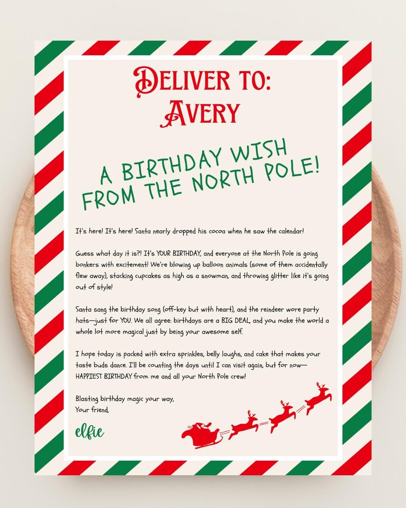 Elf Birthday Letter: Editable Canva Template (digital Download, PDF 8 ...