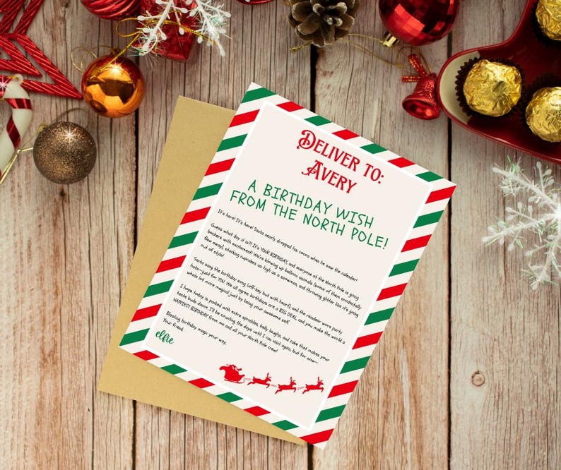 Elf Birthday Letter: Editable Canva Template (digital Download, PDF 8 ...