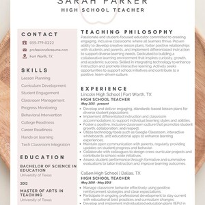 Editable Teacher Resume Bundle | 3-page Canva Template | Resume, Cover ...