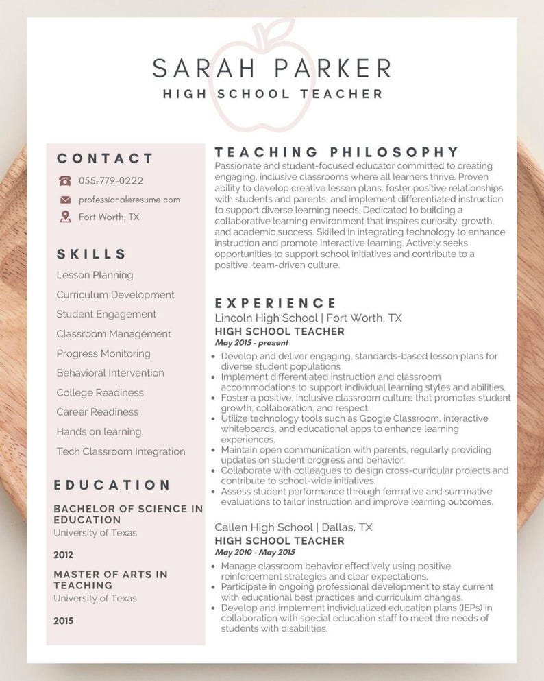 Editable Teacher Resume Bundle | 3-page Canva Template | Resume, Cover ...