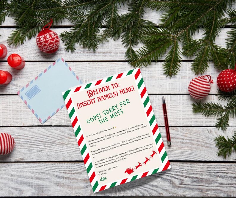 Elf Apology Letter • Editable Canva Template, Christmas Printable ...