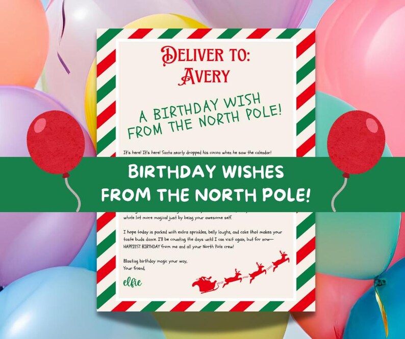Elf Birthday Letter: Editable Canva Template (digital Download, PDF 8 ...