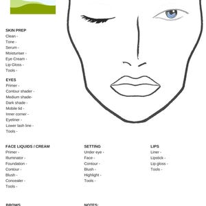Makeup Artist Face Chart Canva Template - Add Your Logo - Etsy