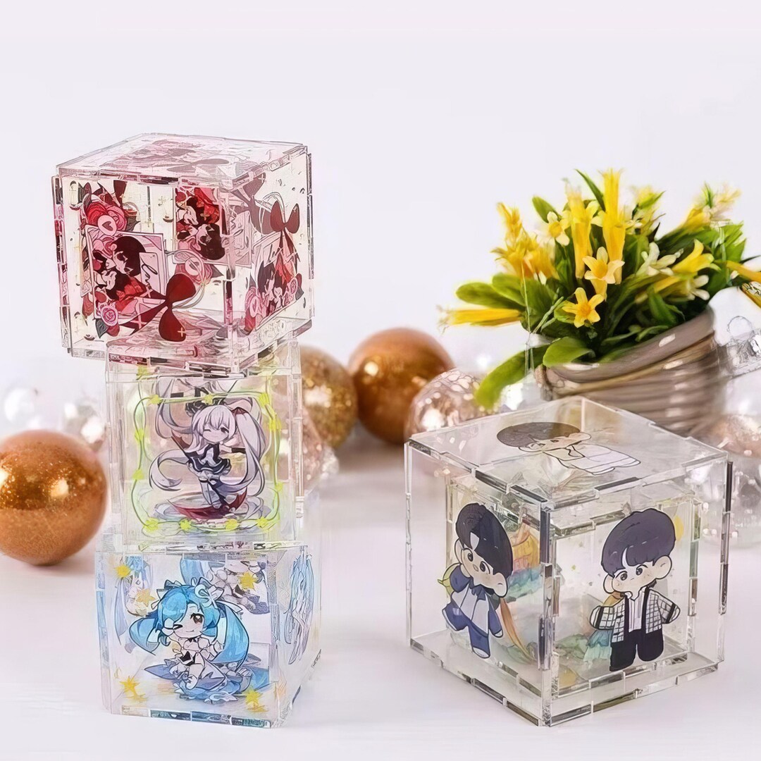 Custom Acrylic Puzzle Display Cube – Kawaii Anime Collector’s Box ...