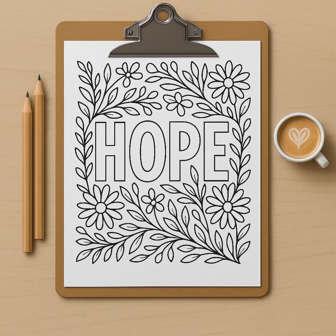 HOPE Coloring Page – Printable Coloring Sheet for Adults and Kids ...