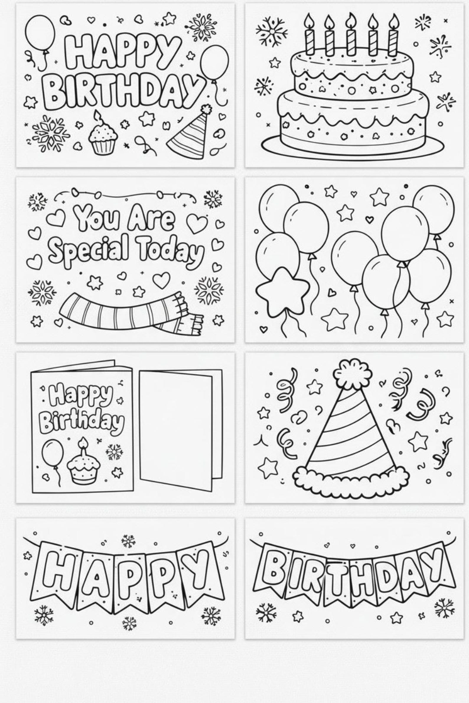 Birthday Coloring Bundle - 8 Printable Birthday Activity Pages for Kids ...