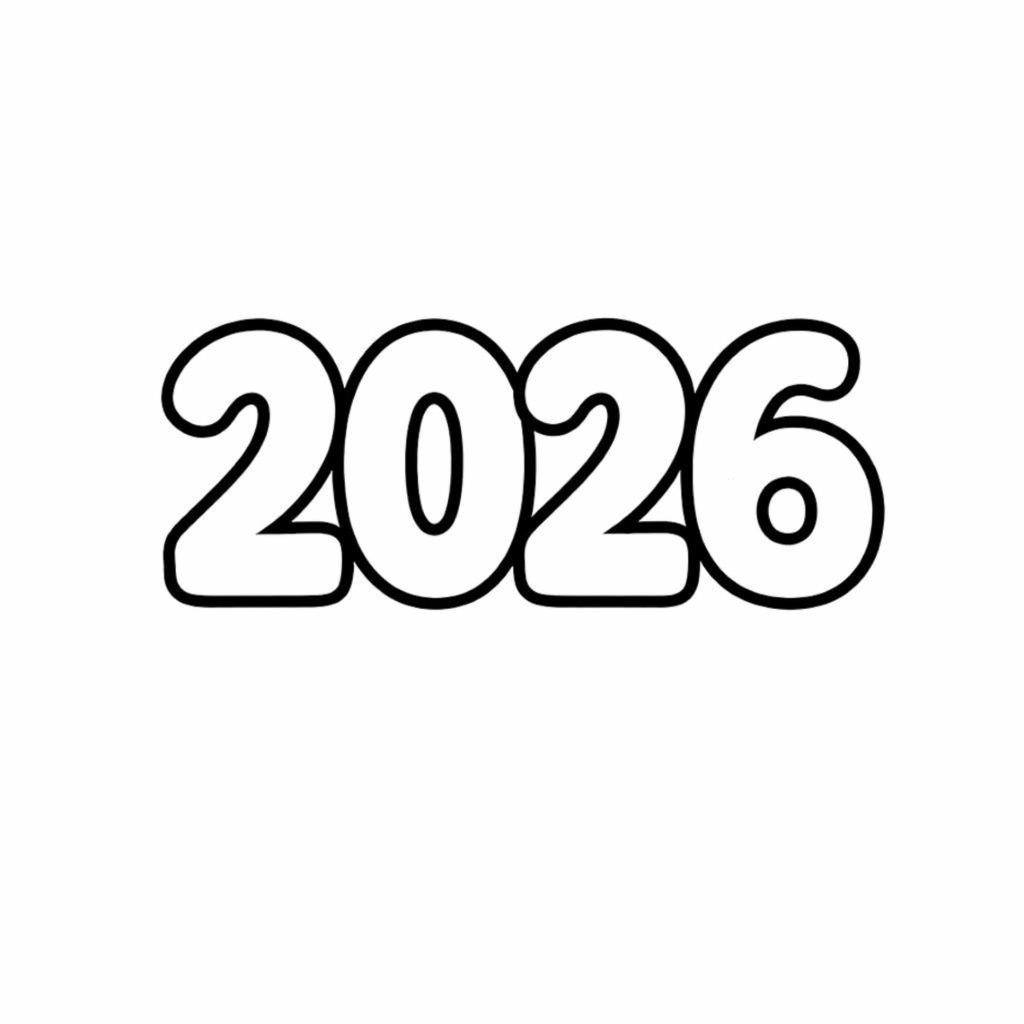 2026 Coloring Page – Simple Printable New Year Coloring Sheet for Kids ...