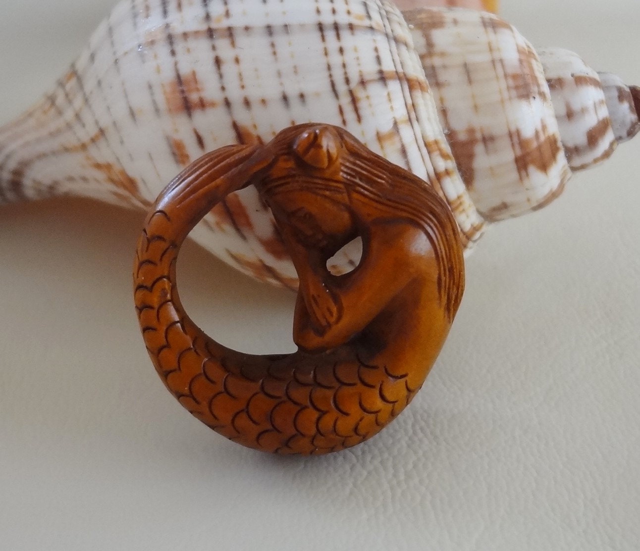 Mermaid Pendant Hand Carved SMALL Wooden Sleeping Mermaid - Etsy