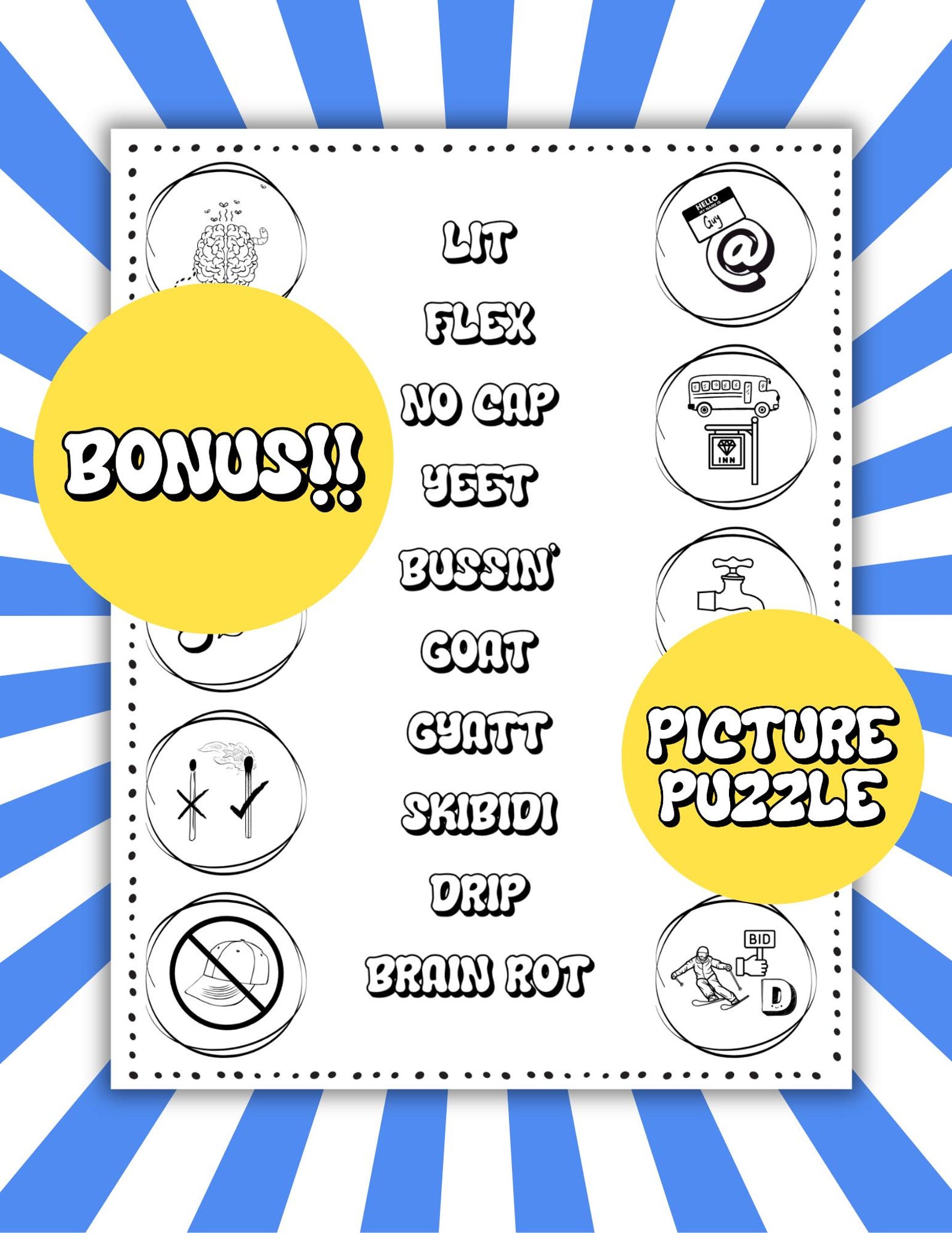 Brain Rot Coloring Pages Printable | Gen Alpha Gen Z Brainrot Teen ...