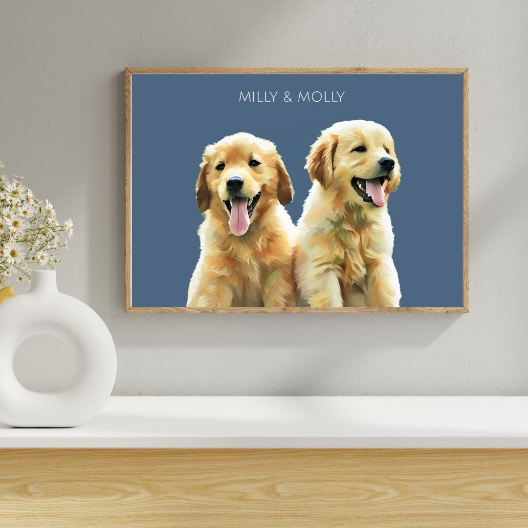Personalized Two Pet Portraits, Multiple Pet Portraits, Pet Portraits ...