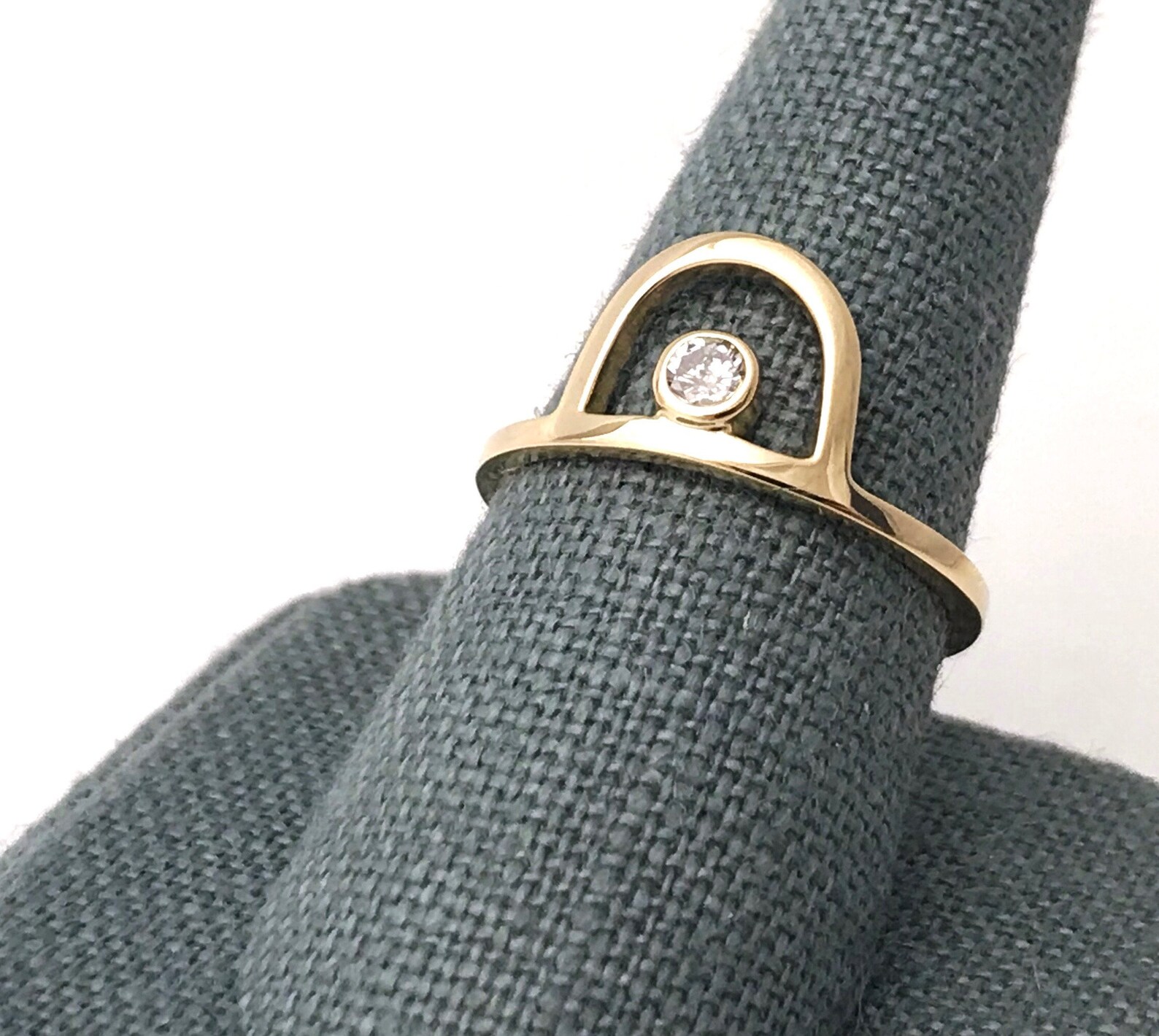 Sunrise Ring With White Sapphire and 14K Yellow Gold, 14K White Gold - Etsy