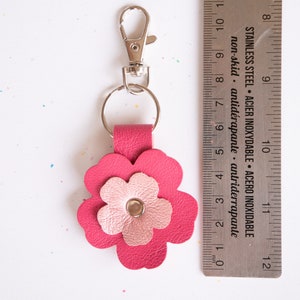 Sakura Flower Keychain - Reclaimed Leather Cherry Blossom Kawaii Design ...