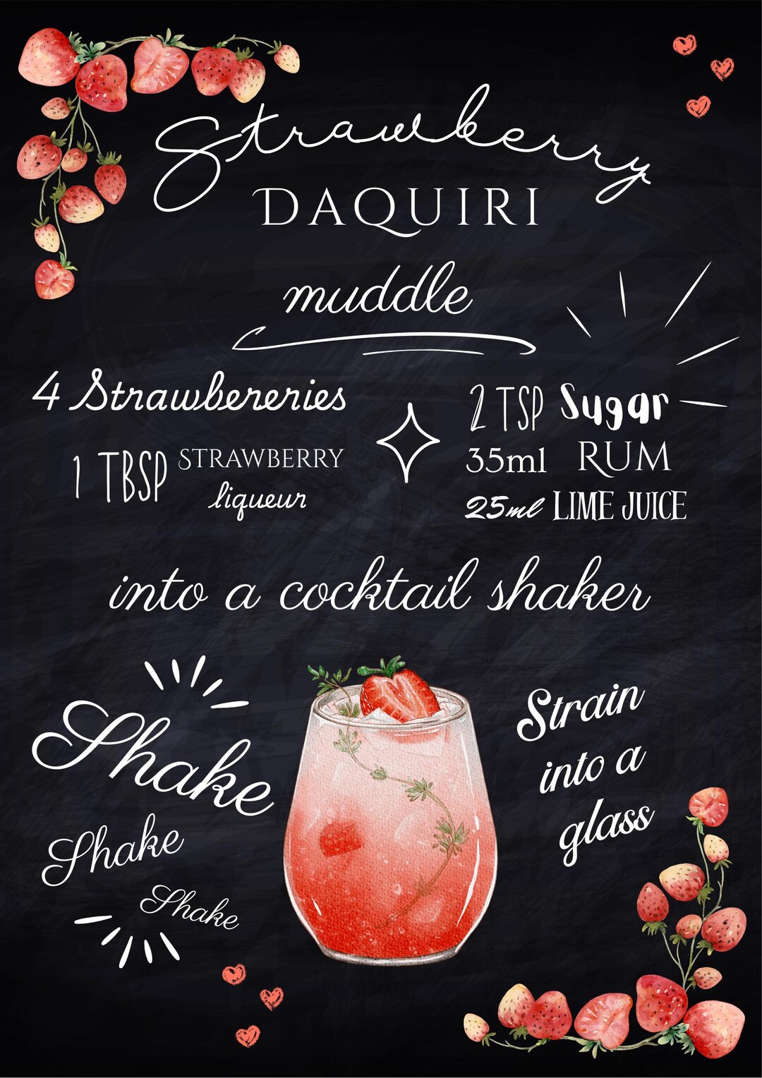 Strawberry Daquiri Recipe - Etsy