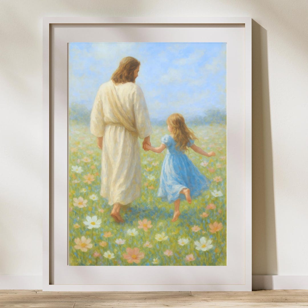 Jesus and Little Girl Art, Jesus Christ and Girl, Modern Christian Art ...